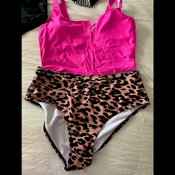 Swim | Swim Suit 2 Piece Hot Pink Leopard Size Large | Poshmark